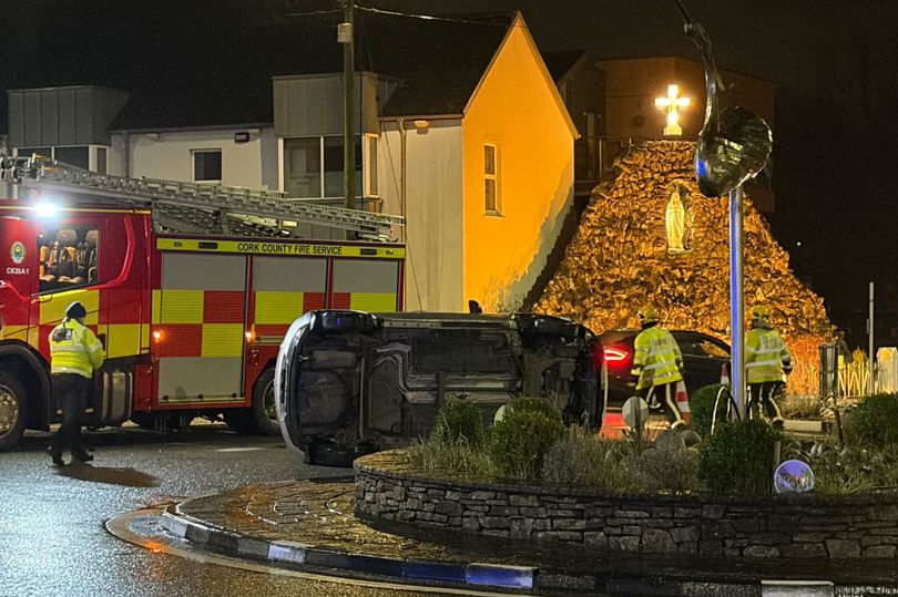 Lucky escape for driver as car flips on side in Cork's biggest town at ...
