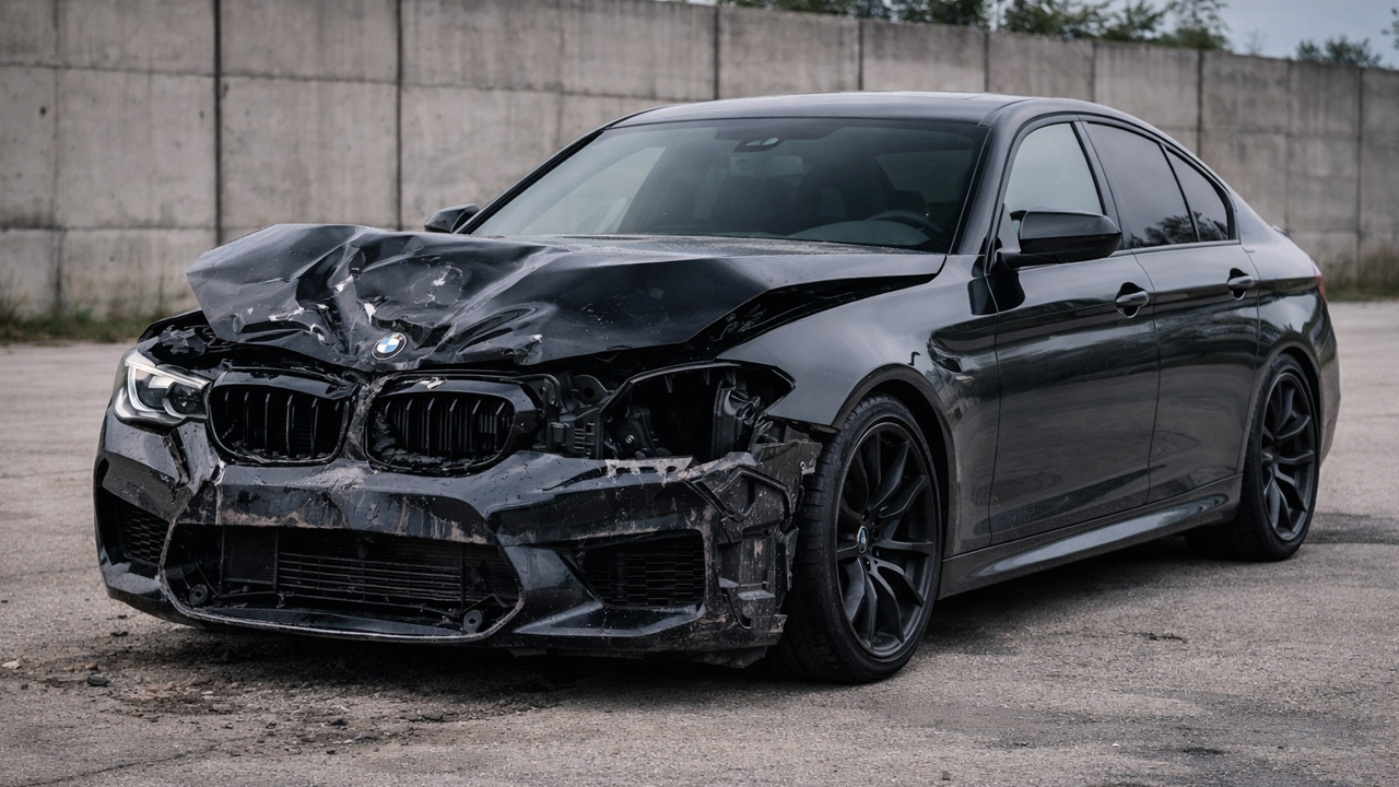 Wrecked BMW M5 with a hidden issue