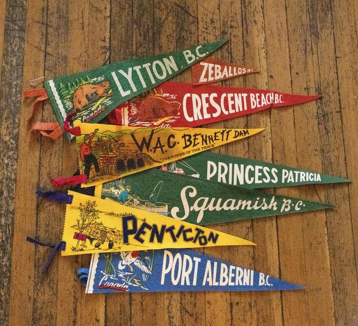 Vintage BC matchbooks and pennants light up the past