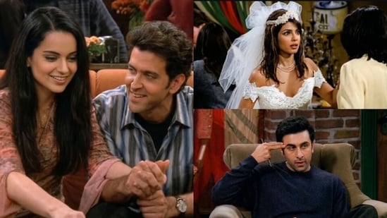 Kangana Ranaut as Phoebe, Hrithik Roshan as Mike, Ranbir Kapoor as Ross ...