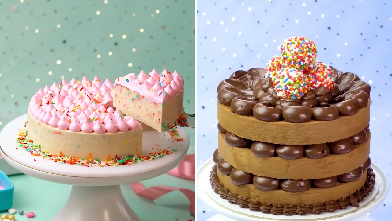 Sprinkle confetti cake and chocolate bubble layer cake