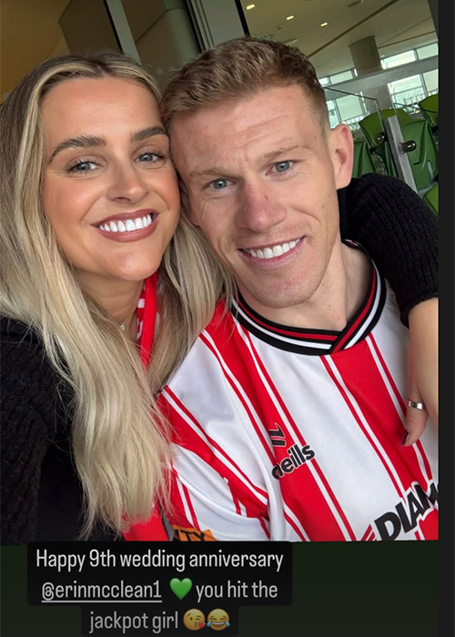James McClean's wife Erin reacts to Derry return