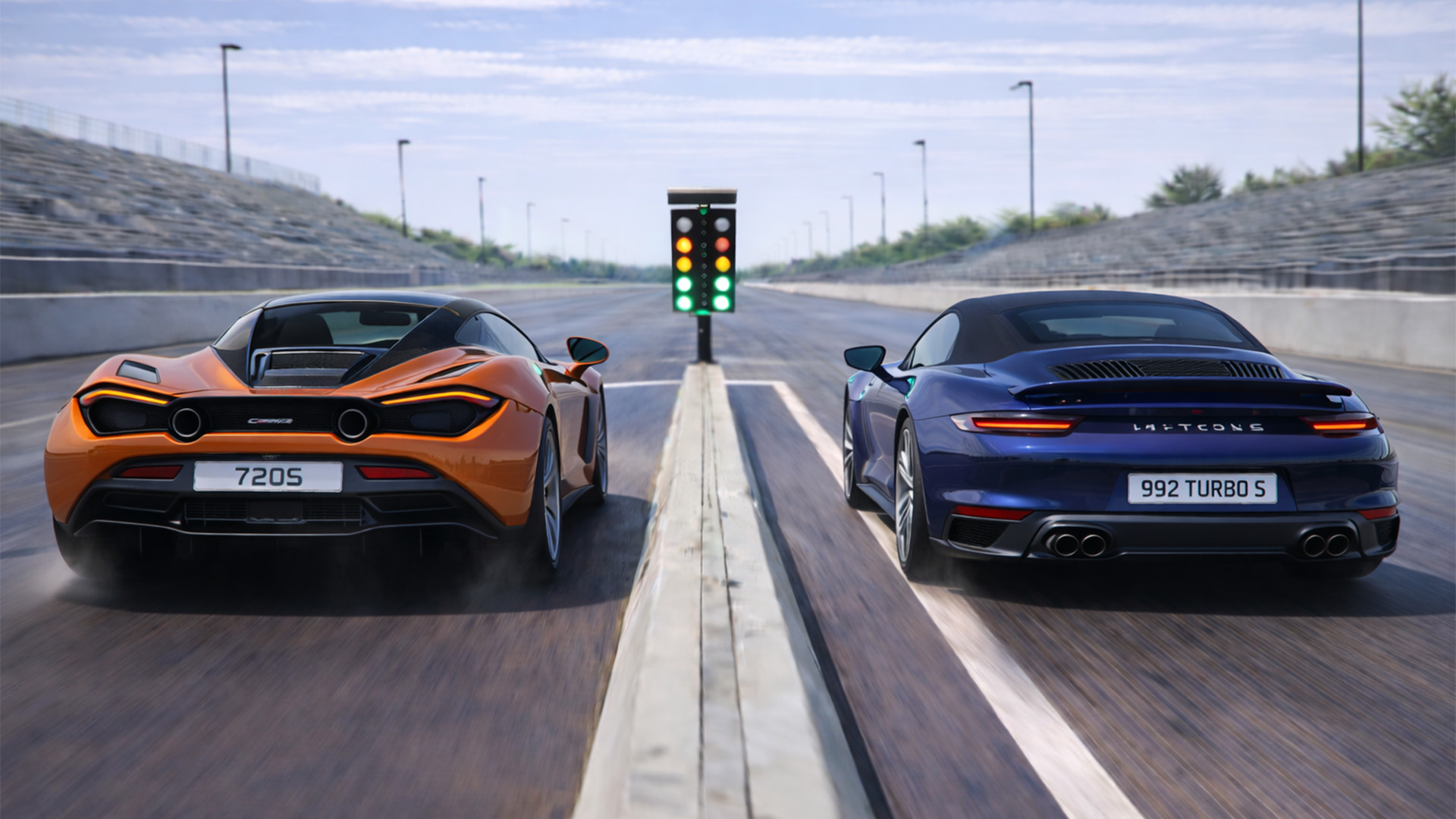 Porsche 992 Turbo S vs McLaren 720S drag race