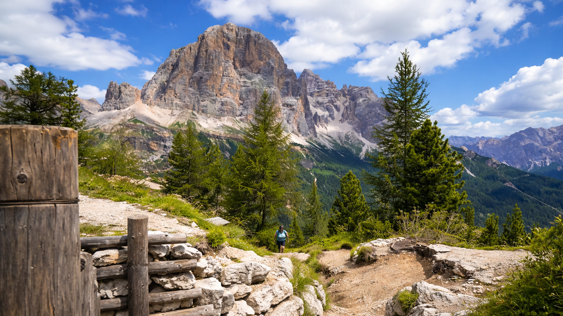 Dolomites Cinque Torri iconic five towers landscape (4K)