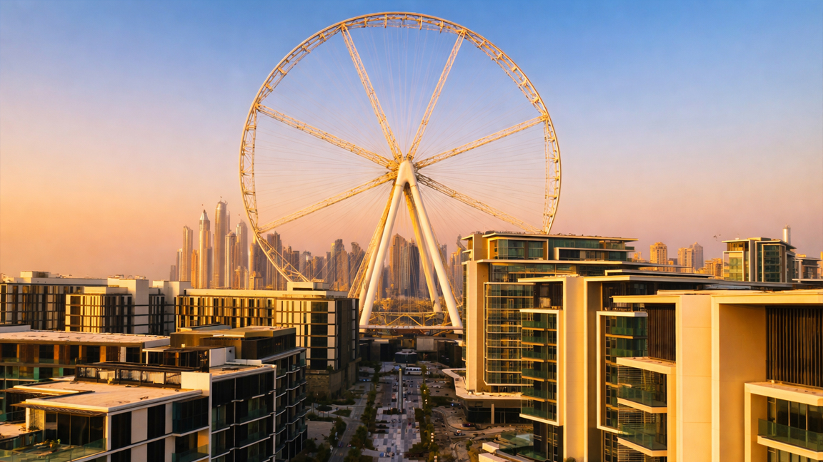 Luz dourada sobre um skyline em crescimento