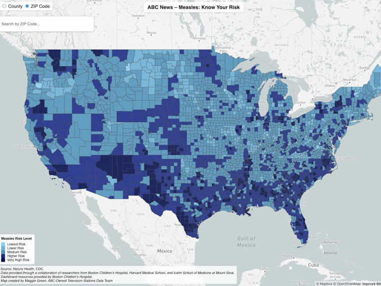 What is the measles risk level in your ZIP code?