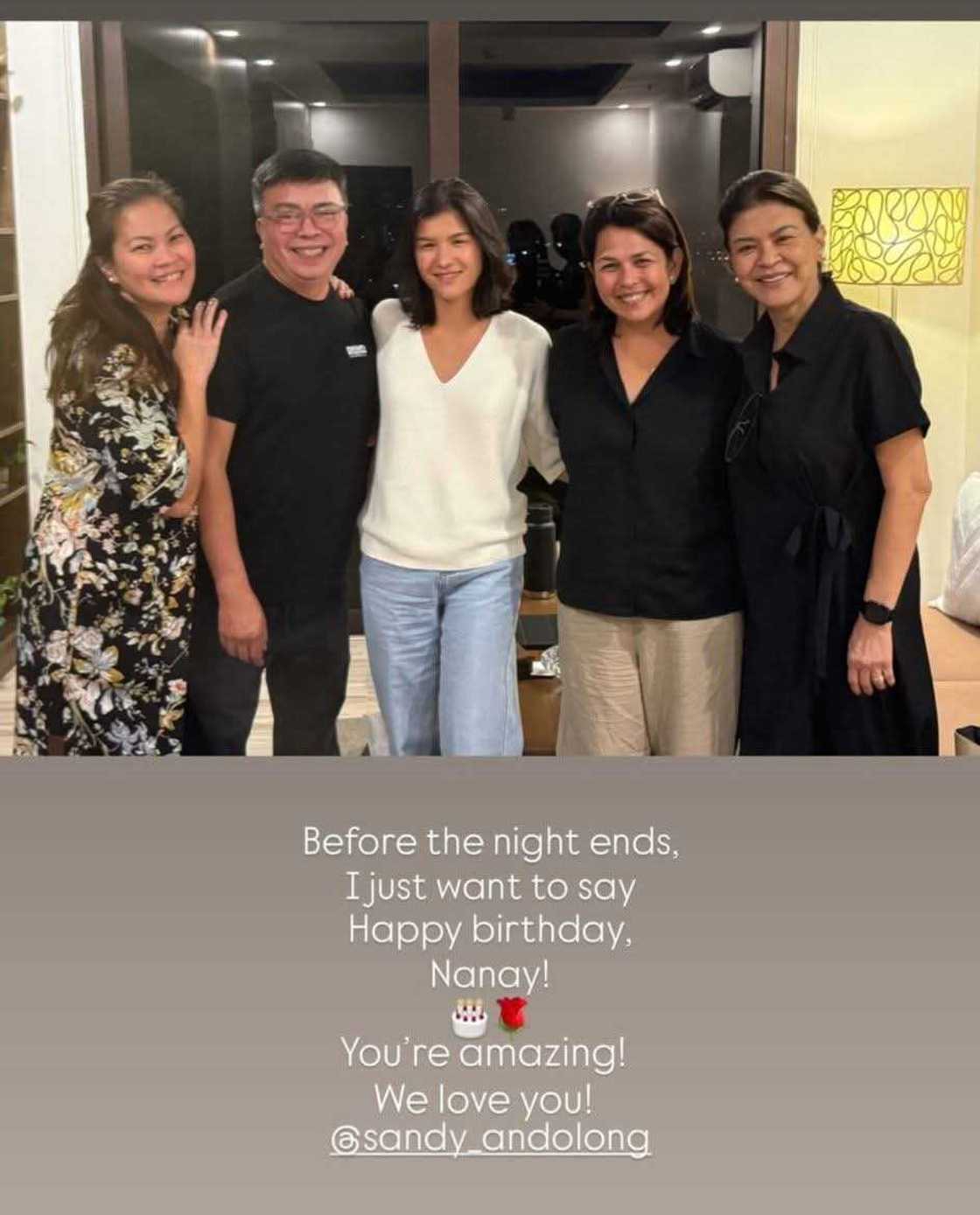 Lotlot de Leon pays heartfelt tribute to Sandy Andolong on her special day