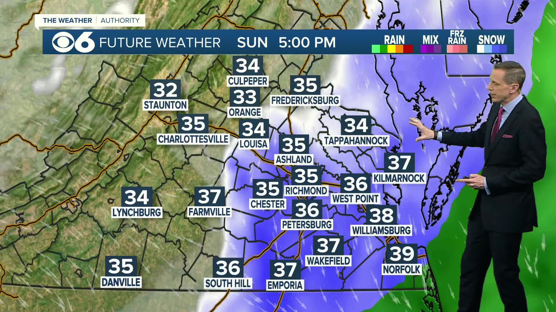 Rain changing to wet snow Sunday