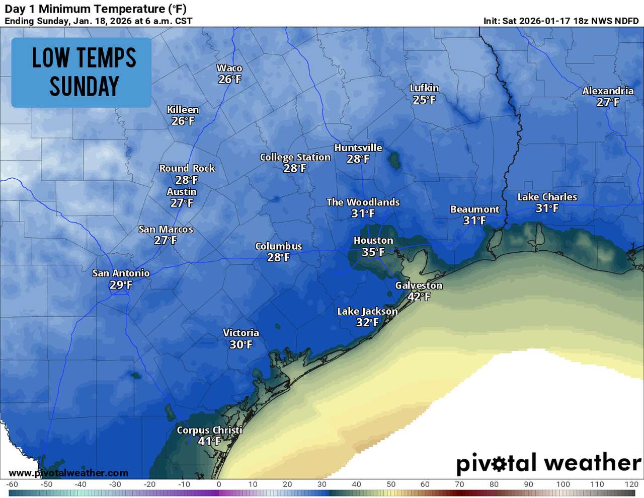 Freezing temps are expected for Southeast Texas on Sunday. Here's where