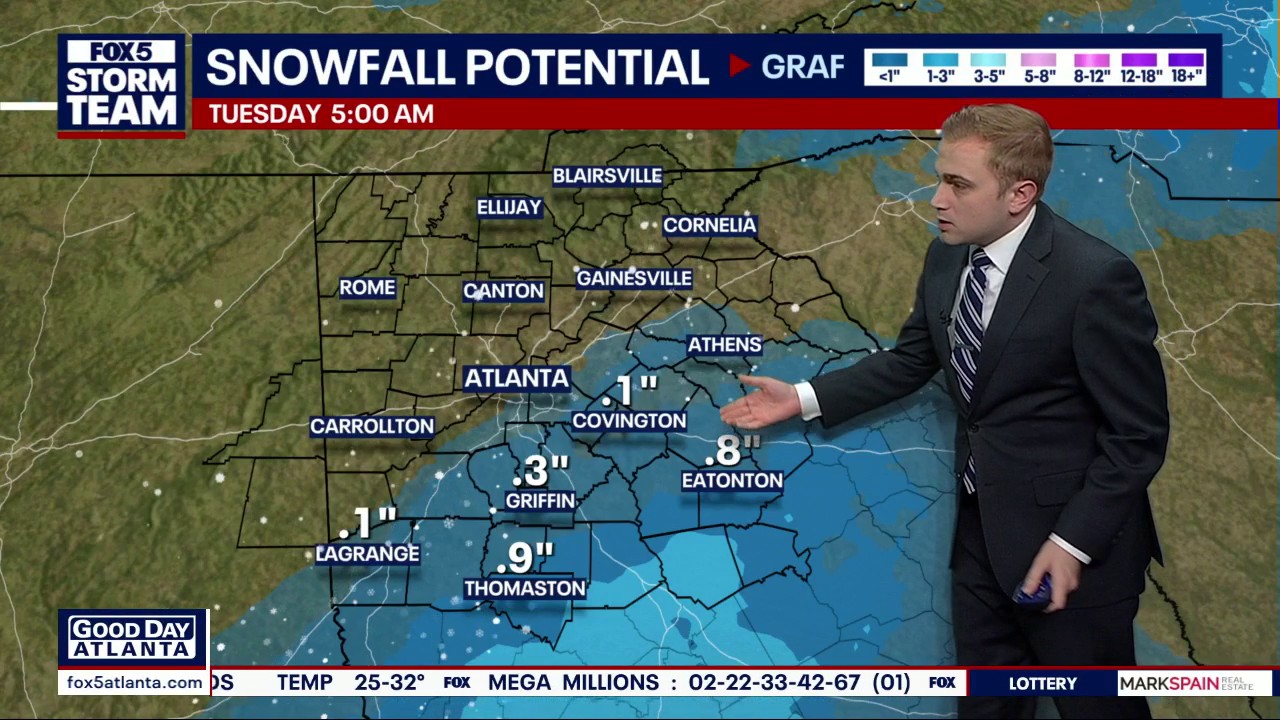 Snow begins to fall in South Georgia