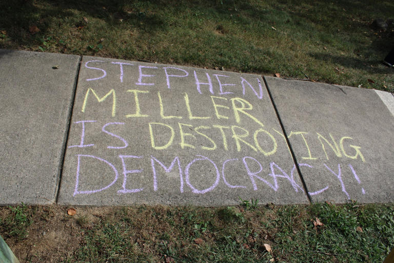 She protested at Stephen Miller’s home. Now police are investigating.