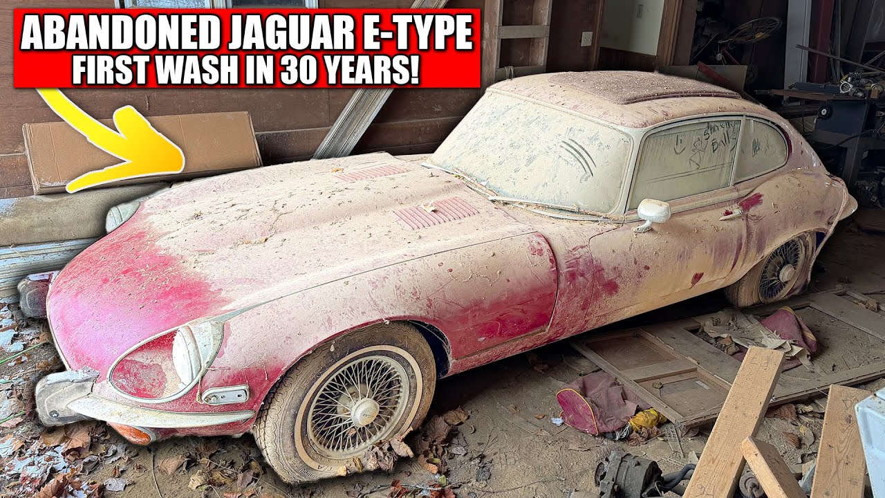 Cleaning a Jaguar E-Type V12 that was abandoned for 30 years