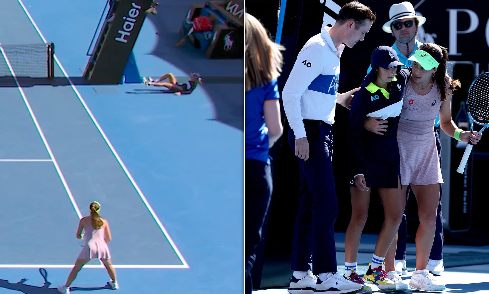 Worrying moment second ball kid collapses at the Australian Open as ...