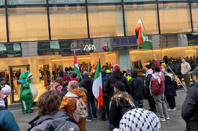 Stephen's Green stores temporarily shuttered as protesters gather outside