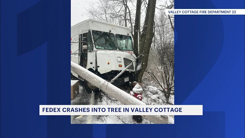 FedEx truck crashes into tree in Valley Cottage