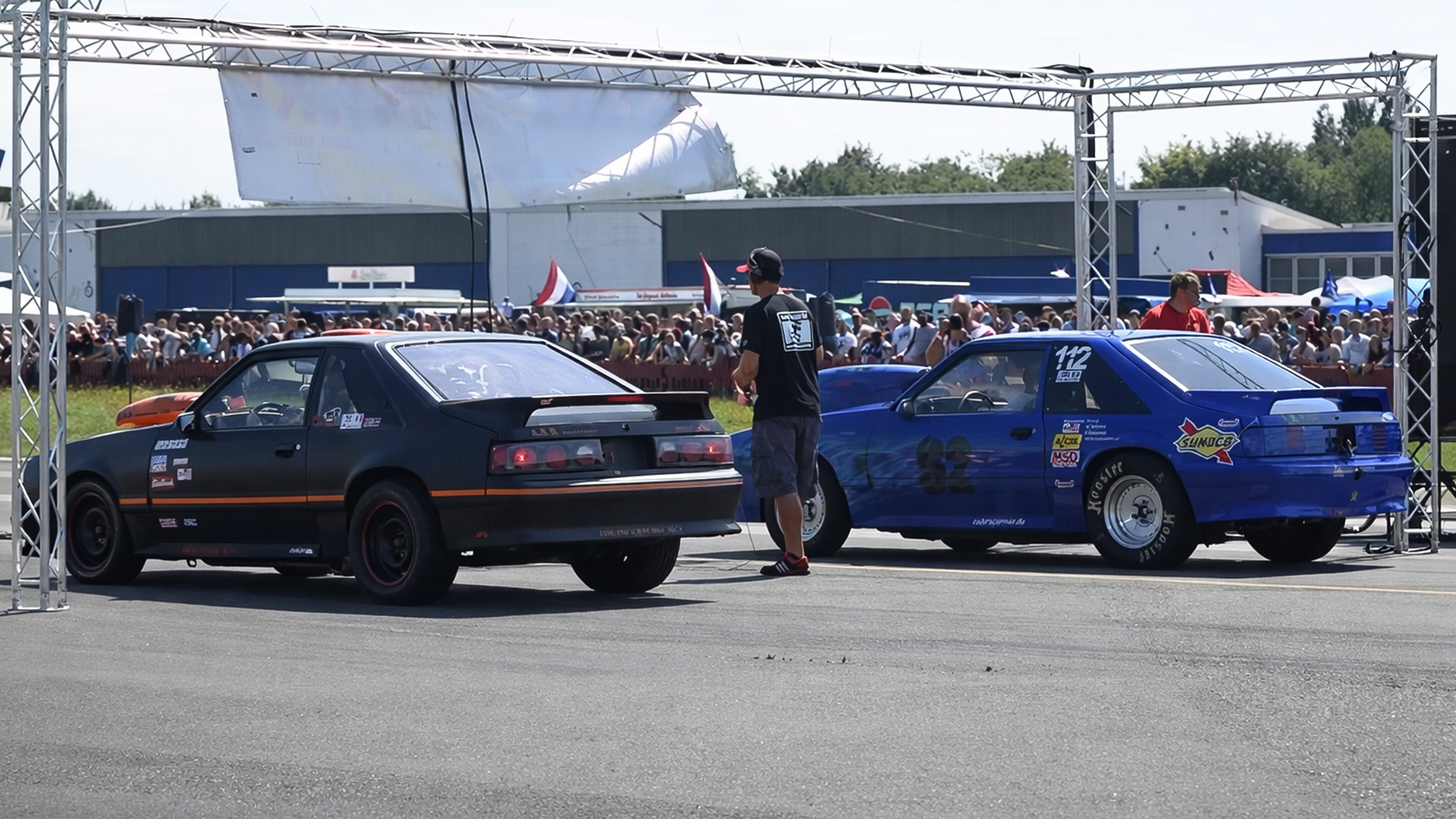 Ford Mustang showdown on the drag strip