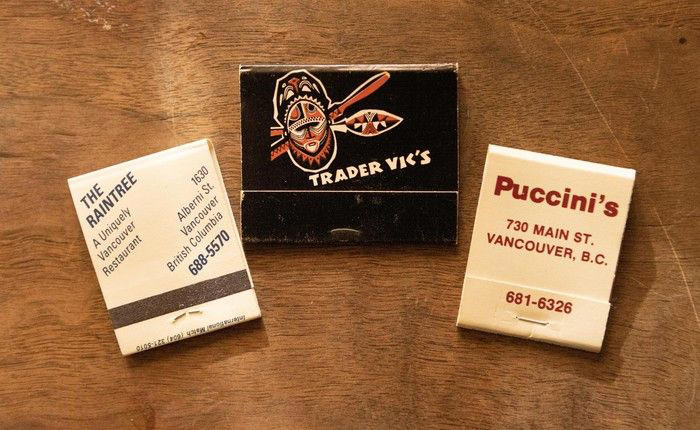 Vintage BC matchbooks and pennants light up the past