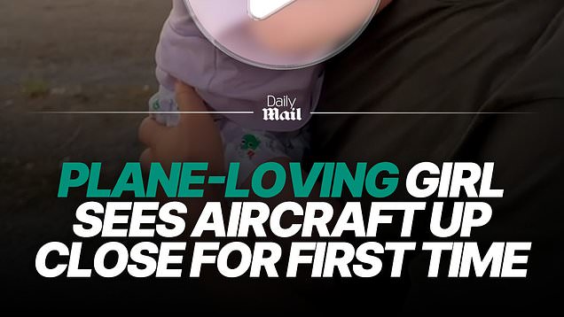 Plane-loving toddler reacts with delight to seeing aircraft up close