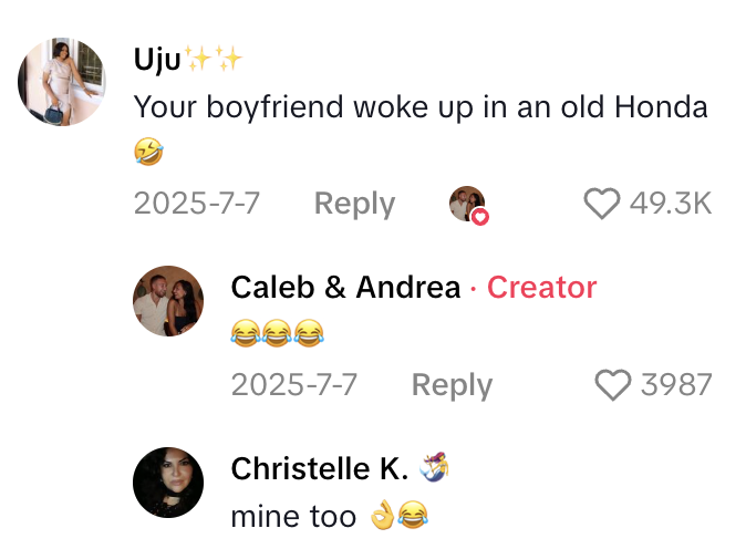 The "I woke up in a Bugatti" trend has all kinds of couples posting ...