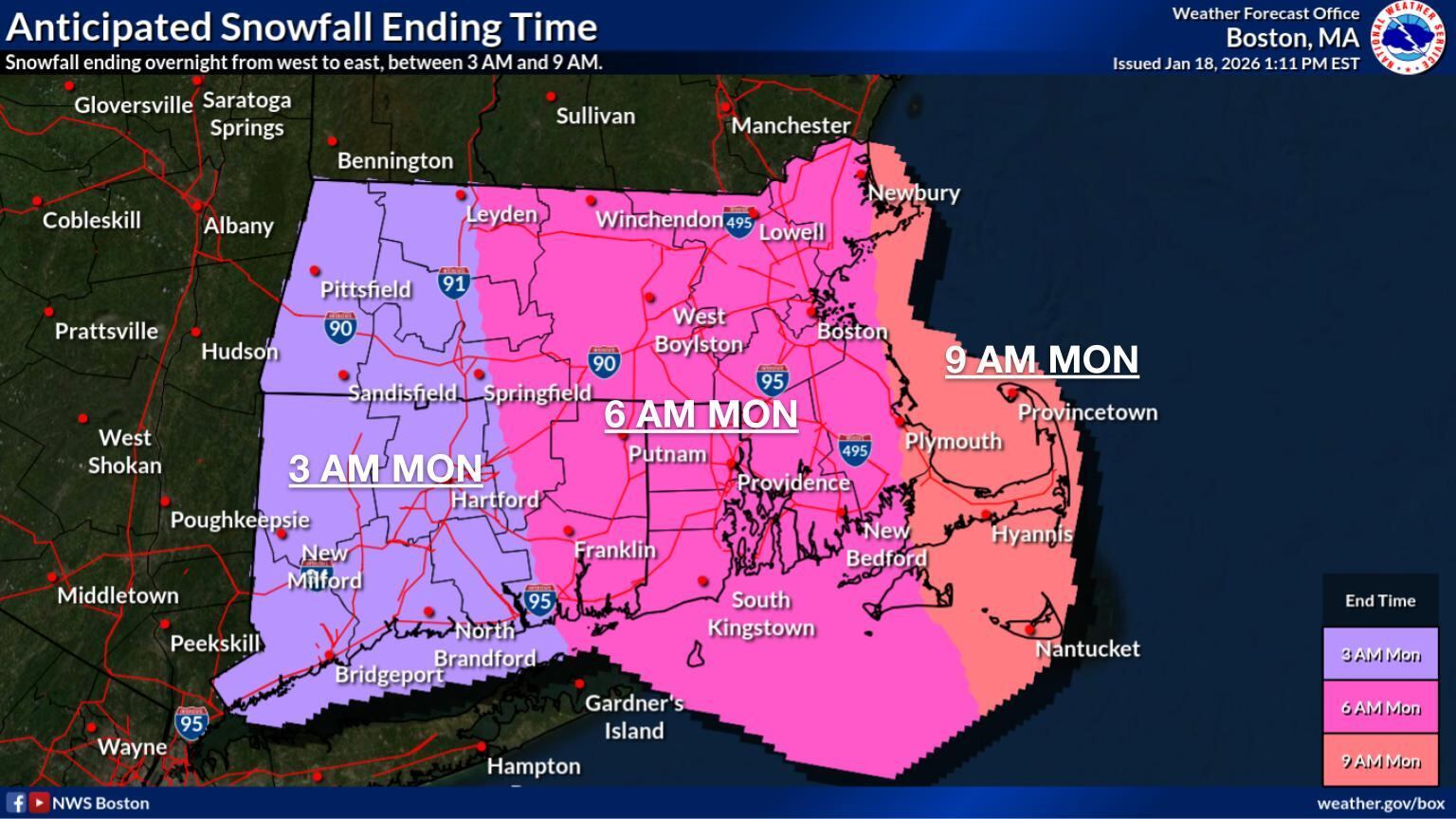 Mass. weather: Which communities should expect the most snow Sunday night?