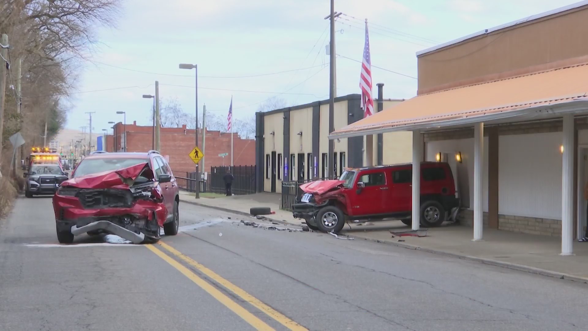 Vehicle struck, crashes into Charleston funeral home
