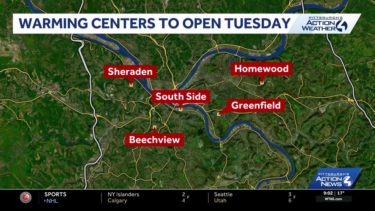 Warming centers open in western Pa. Tuesday