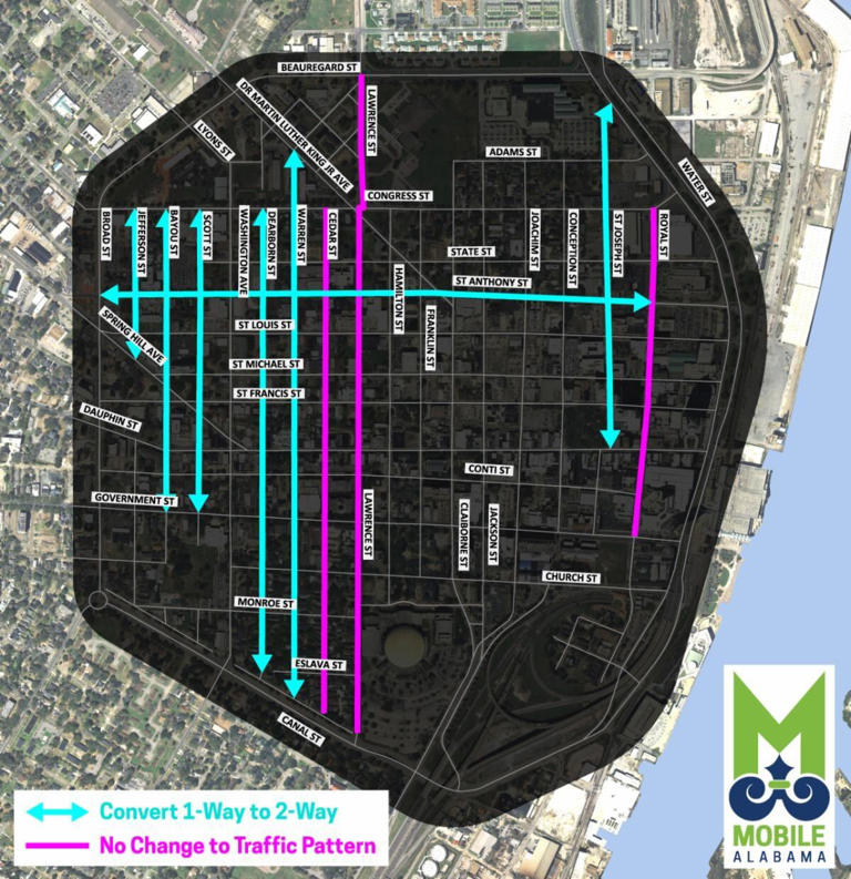 More two-way traffic changes this week in downtown Mobile