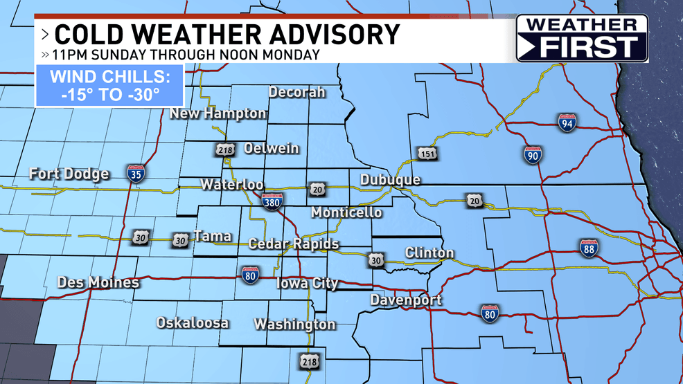 Cold weather advisory goes into effect Sunday night as bitter cold ...