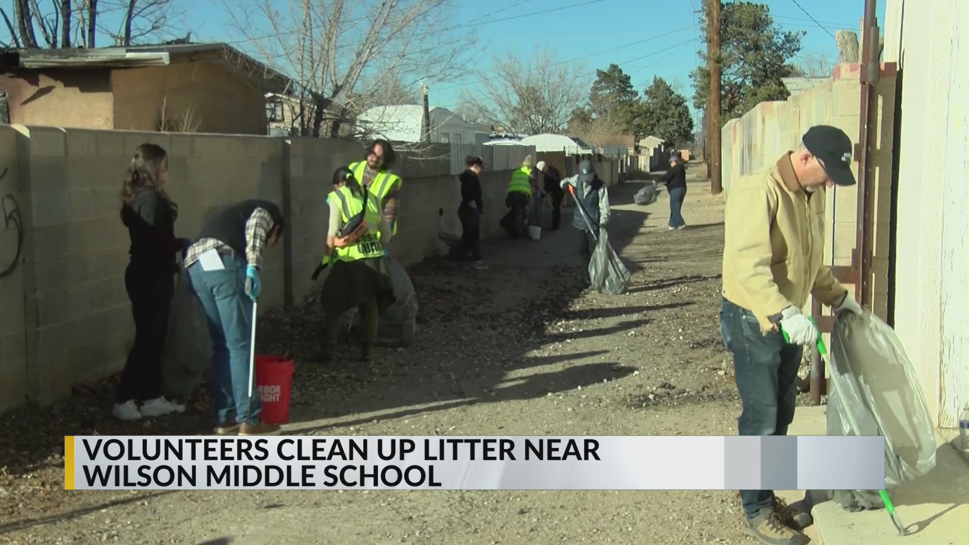 Volunteers clean up litter near Wilson Middle School