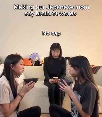 Making my Japanese mom say American brain rot words 😭