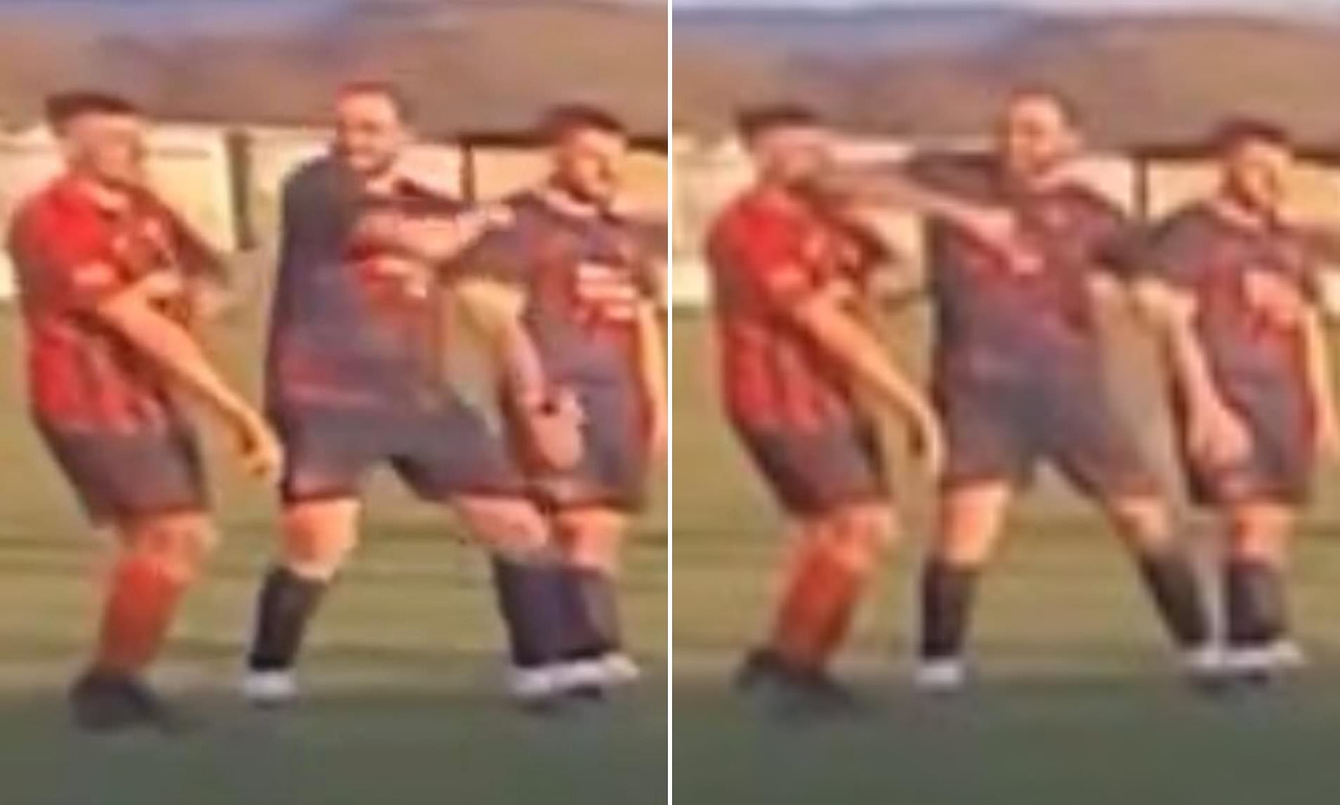 Footballer is arrested after 'brutally elbowing opponent in face' as ...
