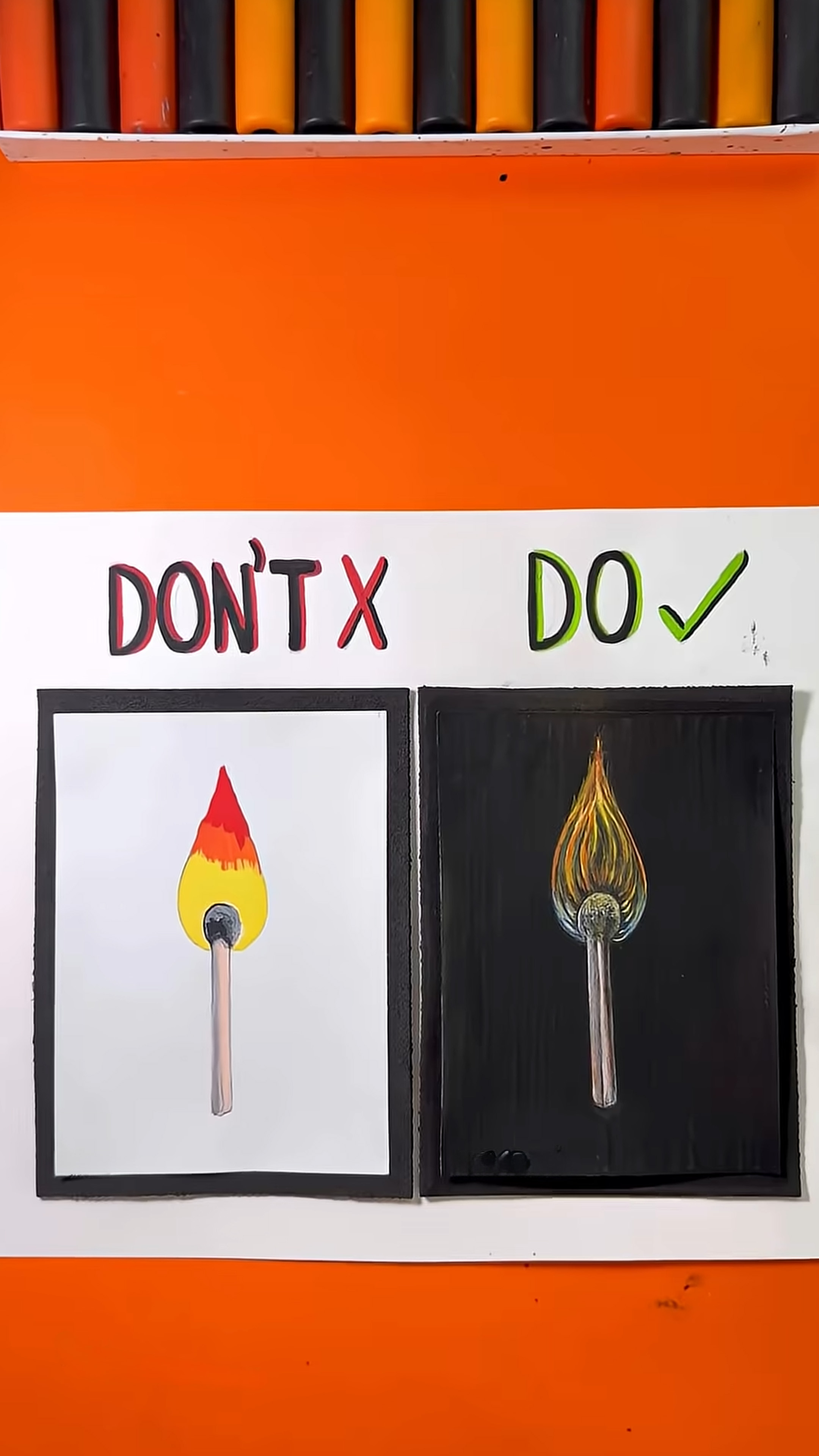 How to draw a realistic burning match!