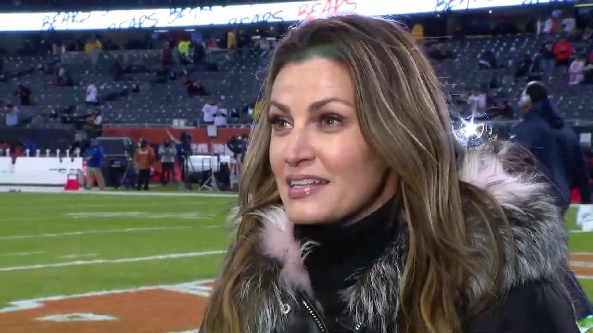 Erin Andrews reacts to NFL outfit after Michael Strahan's comments