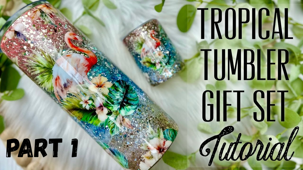 The first step to making a tropical glitter tumbler: most tutorials ...