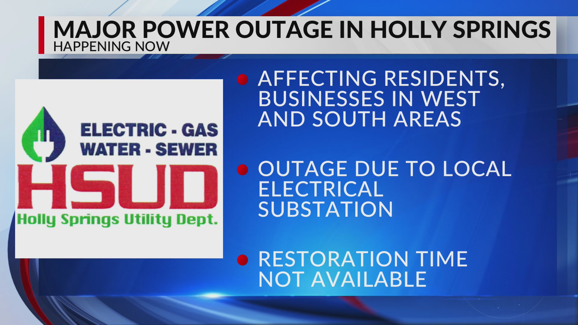 Holly Springs residents experience 'major power outage' Sunday