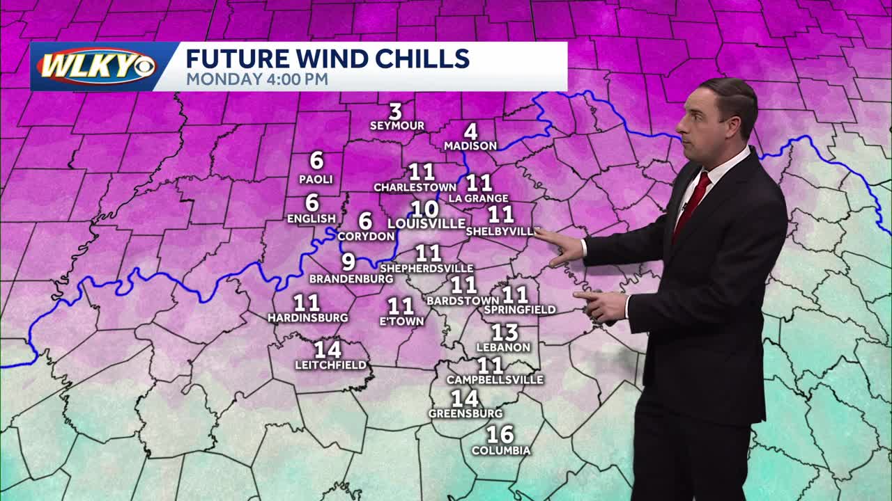 Bitterly cold wind chills on Monday