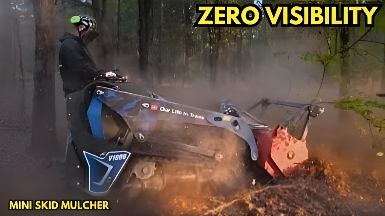 See how a mini skid steer mulching in the forest turns everything to dust