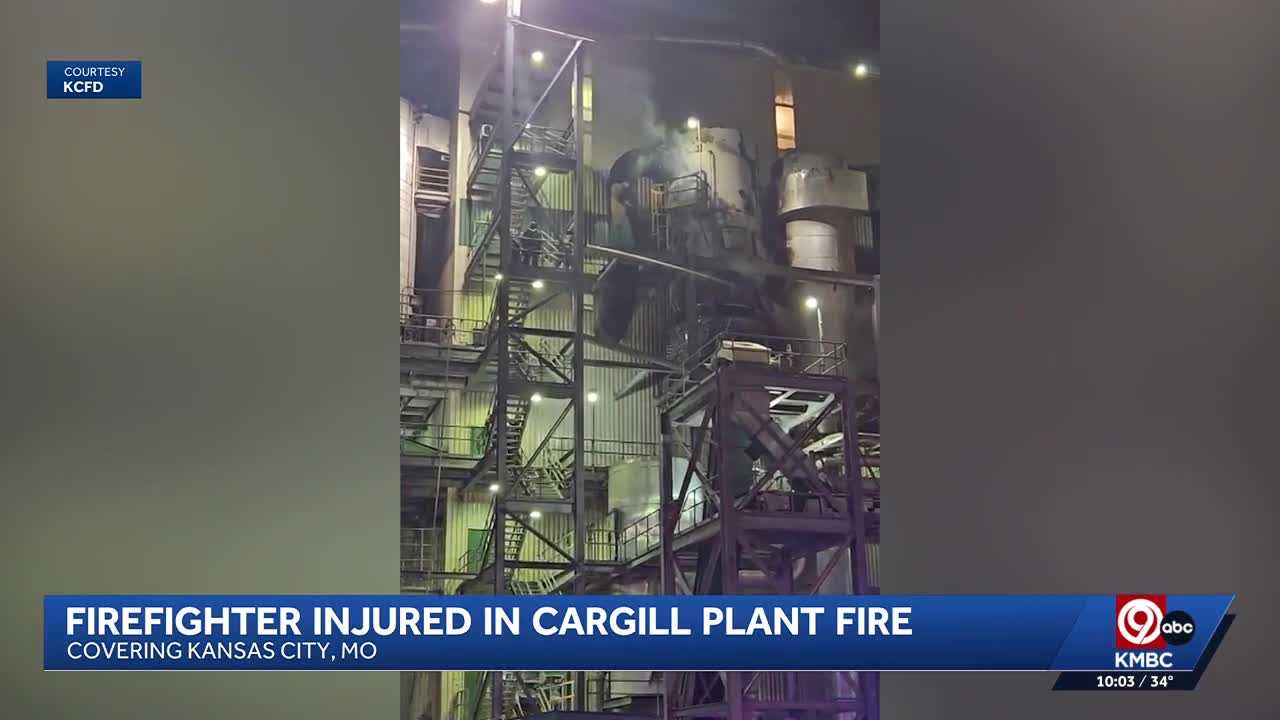 Firefighter expected to be OK after injury during soybean plant fire