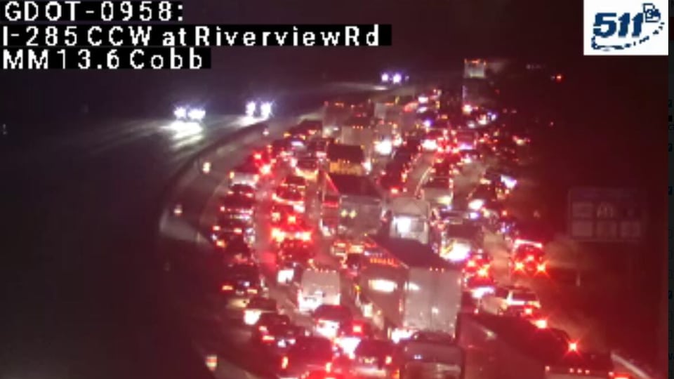 Pedestrian hit by cars on metro Atlanta interstate