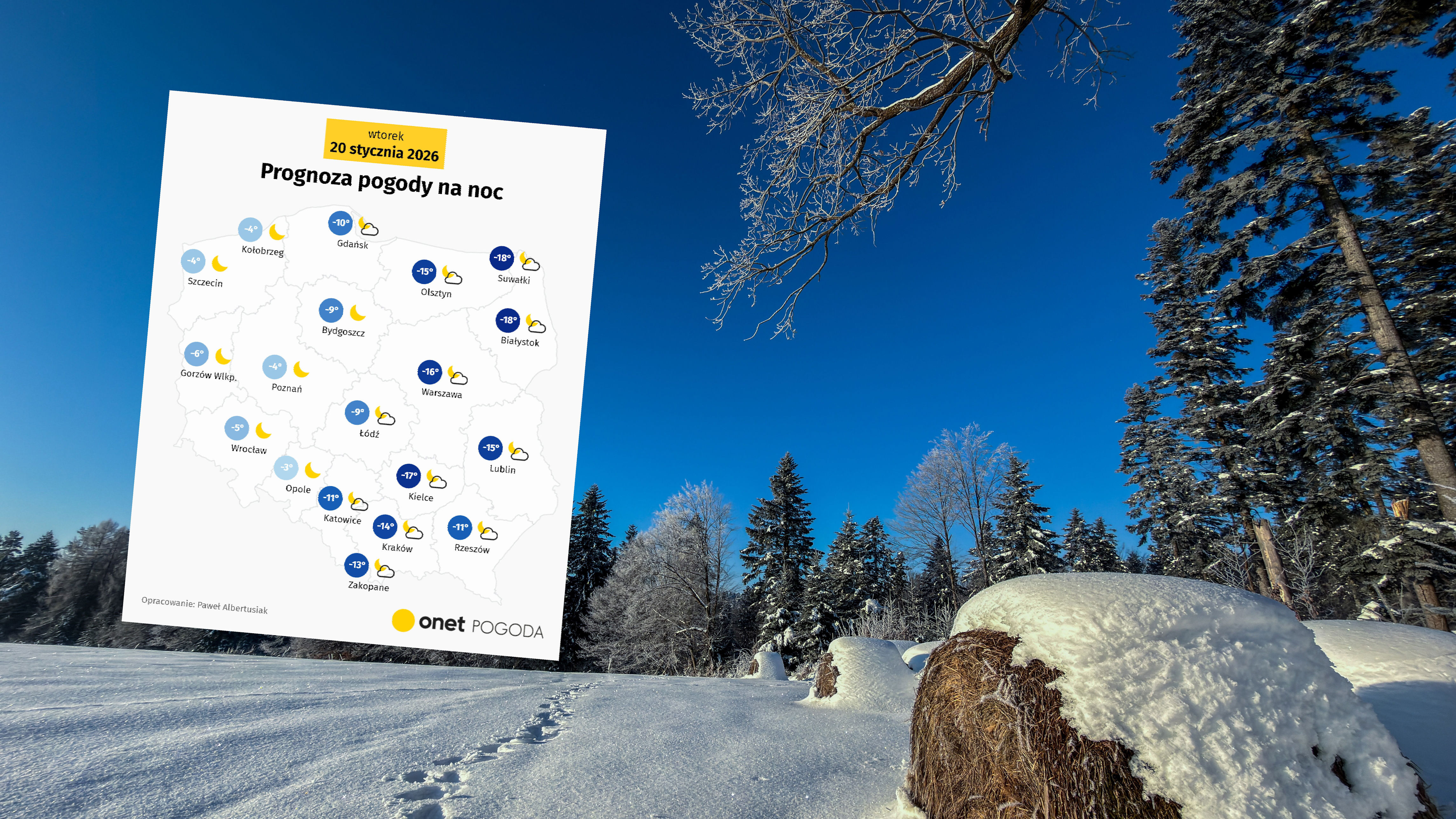 Centrum mroźnego antycyklonu tuż obok Polski. Dziś napłynie kolejna ...