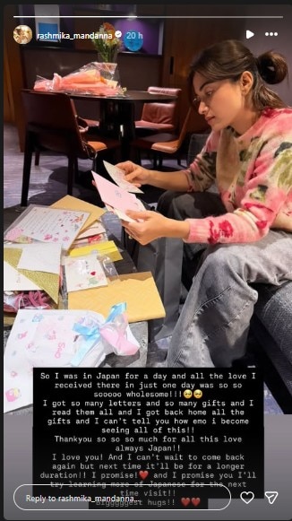 Rashmika Mandanna moved by fan letters during brief Japan visit ...