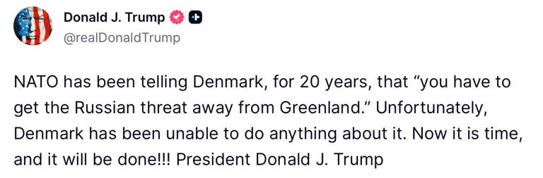 Trump’s Greenland meltdown in late-night Truth Social post