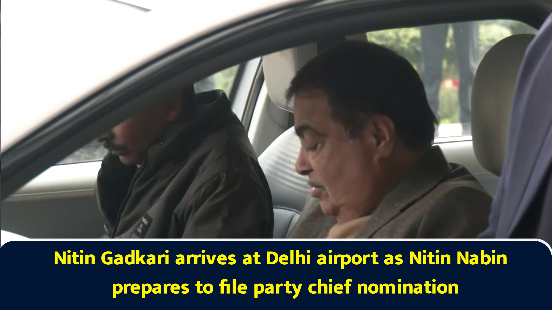Nitin Gadkari arrives at Delhi airport as Nitin Nabin prepares to file ...
