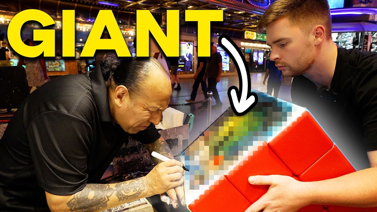 Street artist spray paints a giant Rubik’s cube in Las Vegas