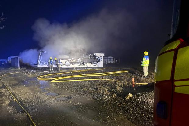 Caravan destroyed in fire as photos show shocking damage