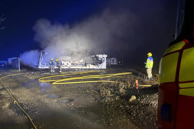Caravan destroyed in fire as photos show shocking damage