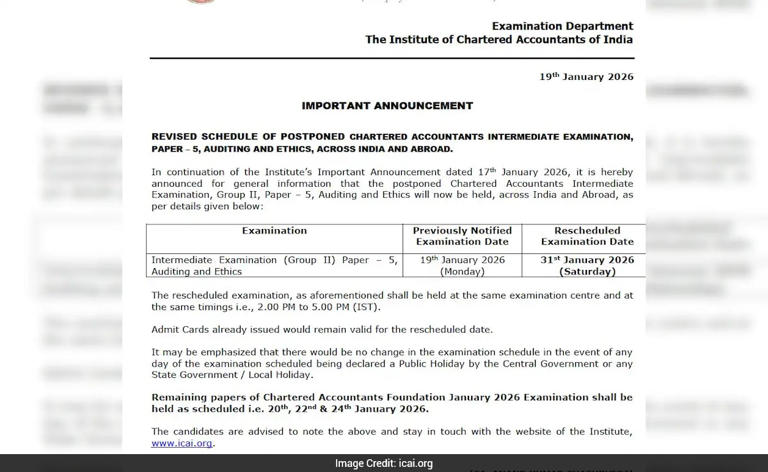 ICAI CA intermediate exams 2026: New dates announced for auditing and ...