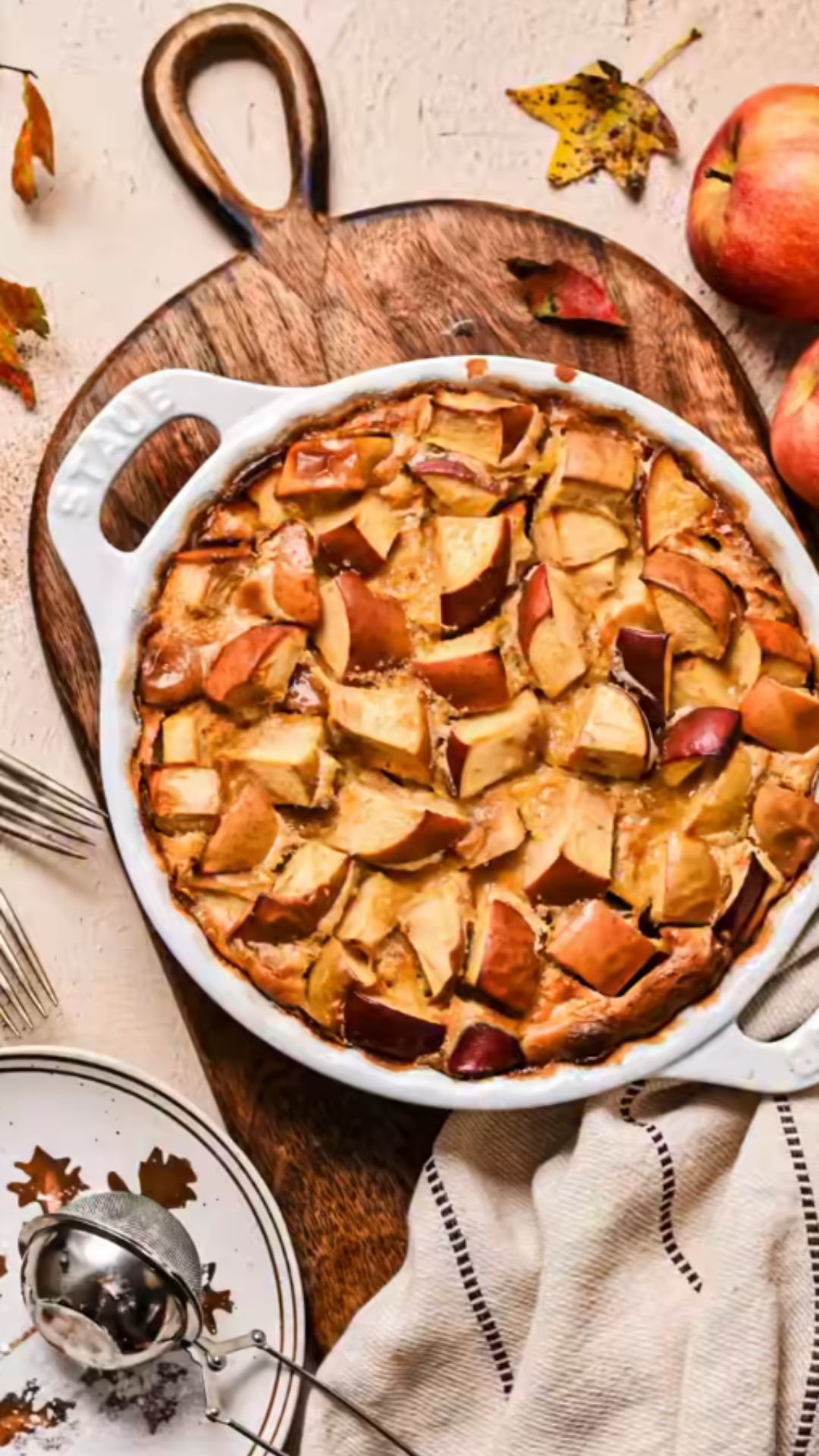 Golden baked rustic apple flaugnarde