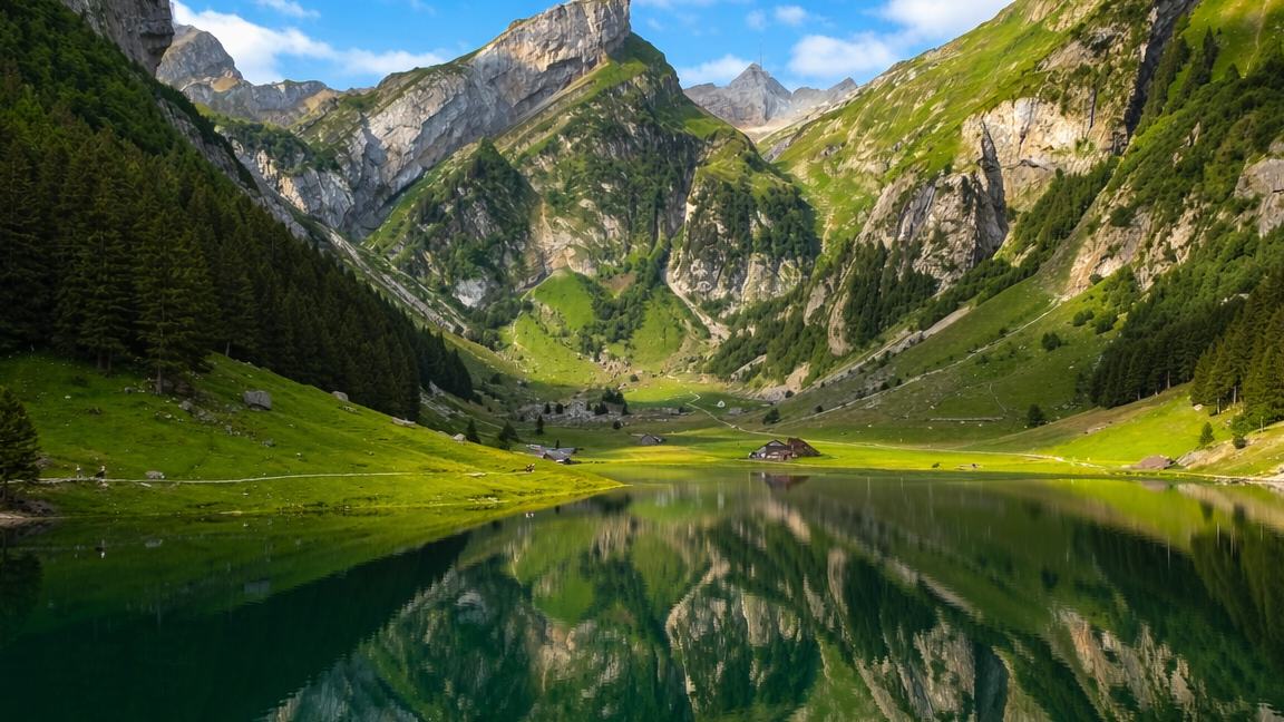 Tranquil reflections of the mountains