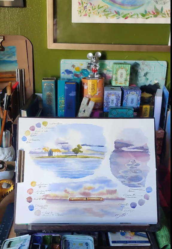 Escena de El viaje de Chihiro pintada en acuarela | Arte detallado